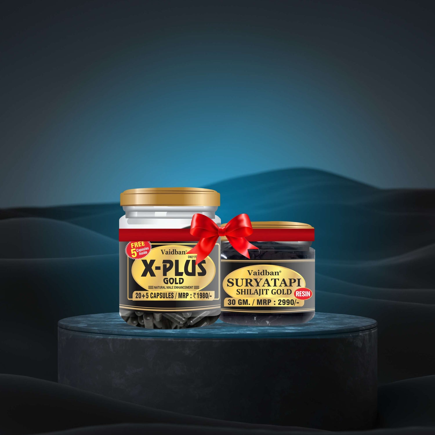 X - Plus Gold Capsule + Suryatapi Shilajit Gold Resin - Men Wellness C