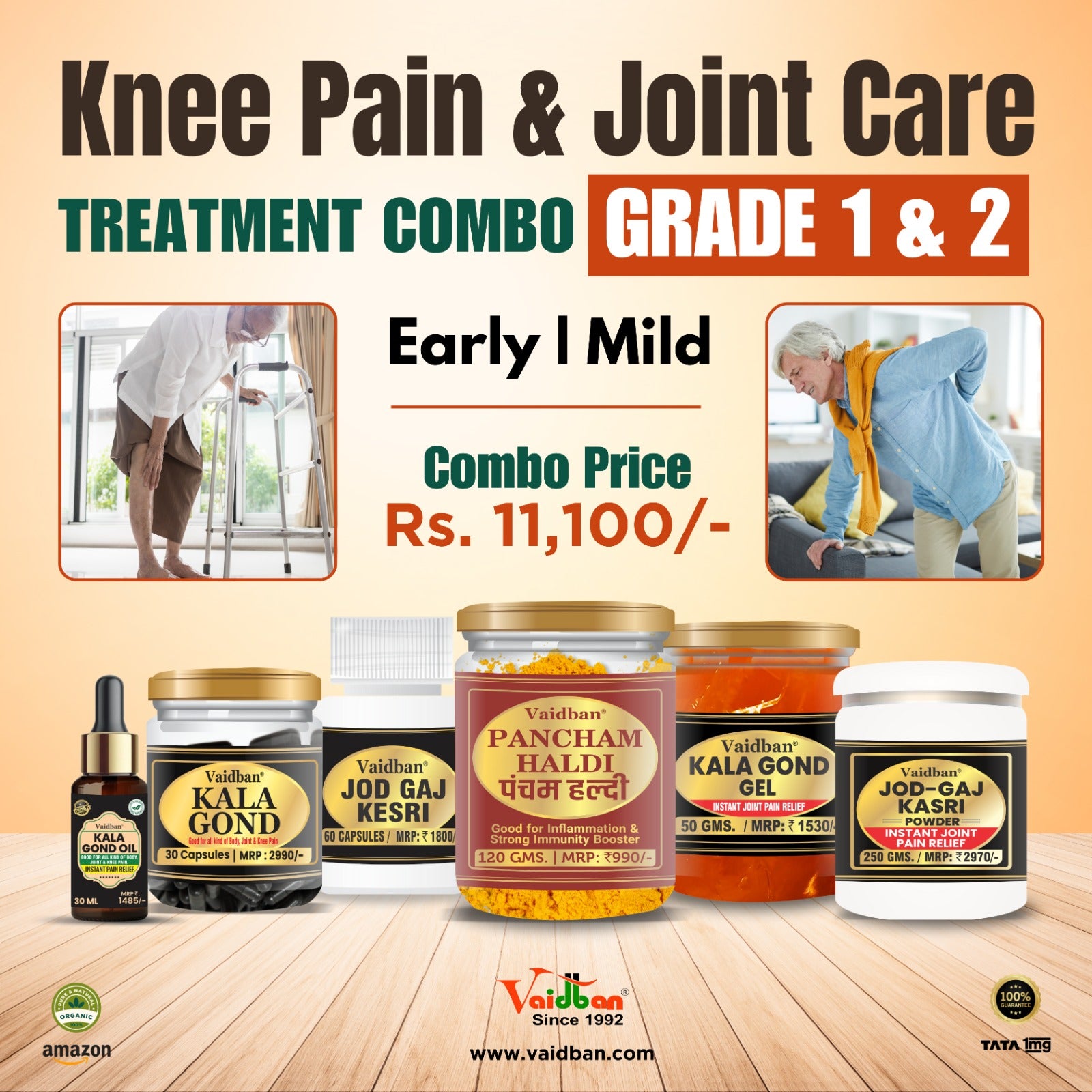 Vaidban Knee Pain & Joint Care Treatment Combo for Grade 1 & 2