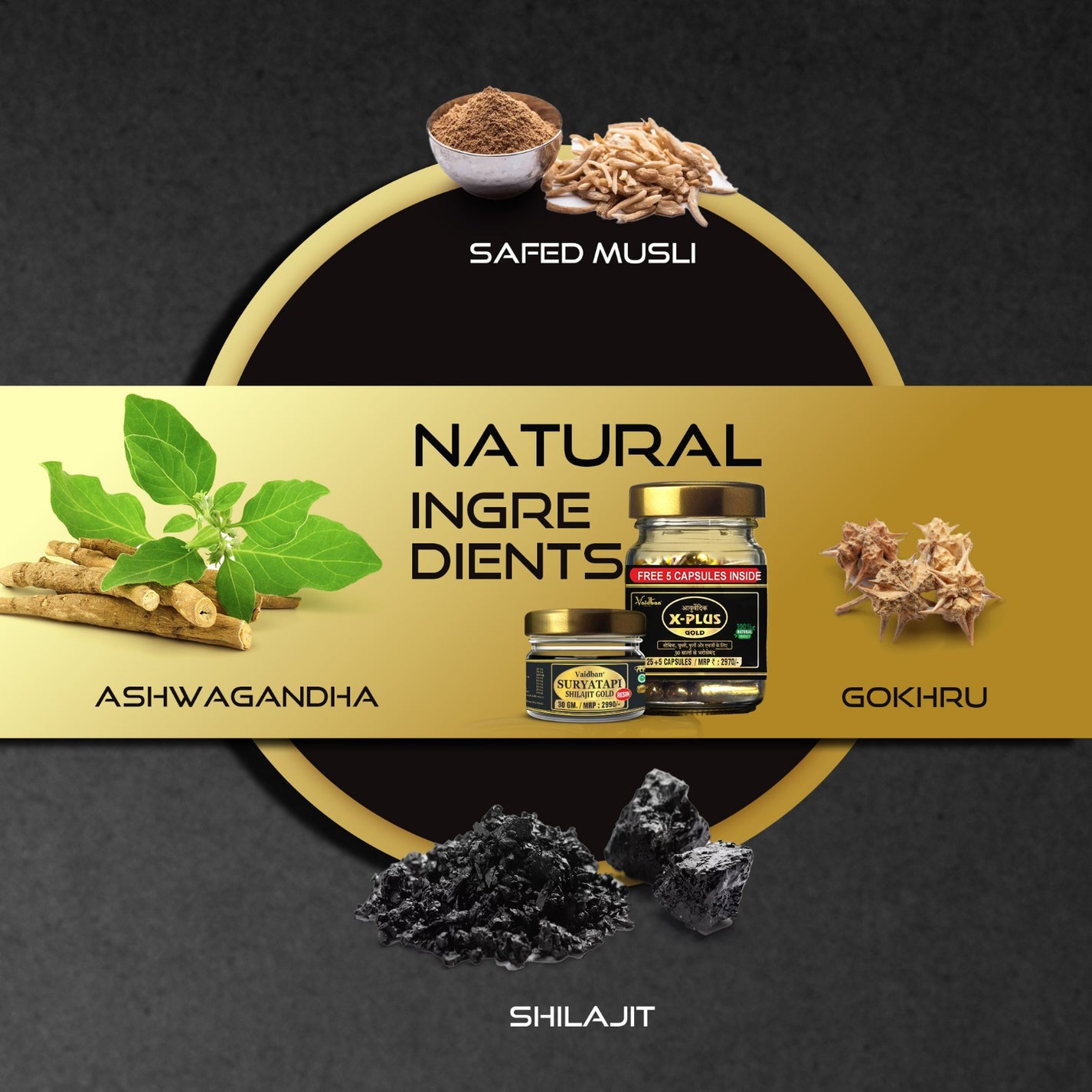 X - Plus Gold Capsule + Suryatapi Shilajit Gold Resin - Men Wellness C